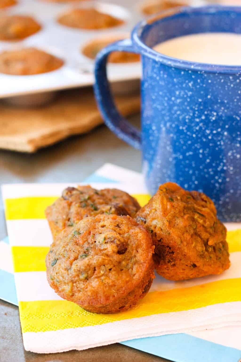 Mini Healthy Carrot Zucchini Muffins - Cupcakes & Kale Chips