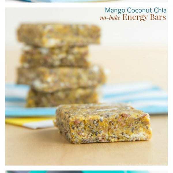 Mango Coconut Chia No-Bake Energy Bars - Cupcakes & Kale Chips