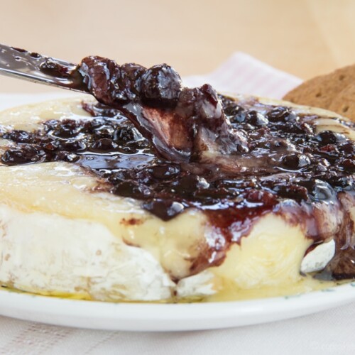 Baked Brie with Bacon Balsamic Blueberries | Cupcakes & Kale Chips