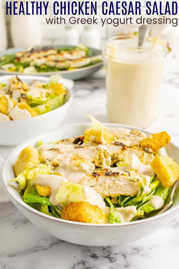 Healthy Chicken Caesar Salad & Easy Dressing - Cupcakes & Kale Chips