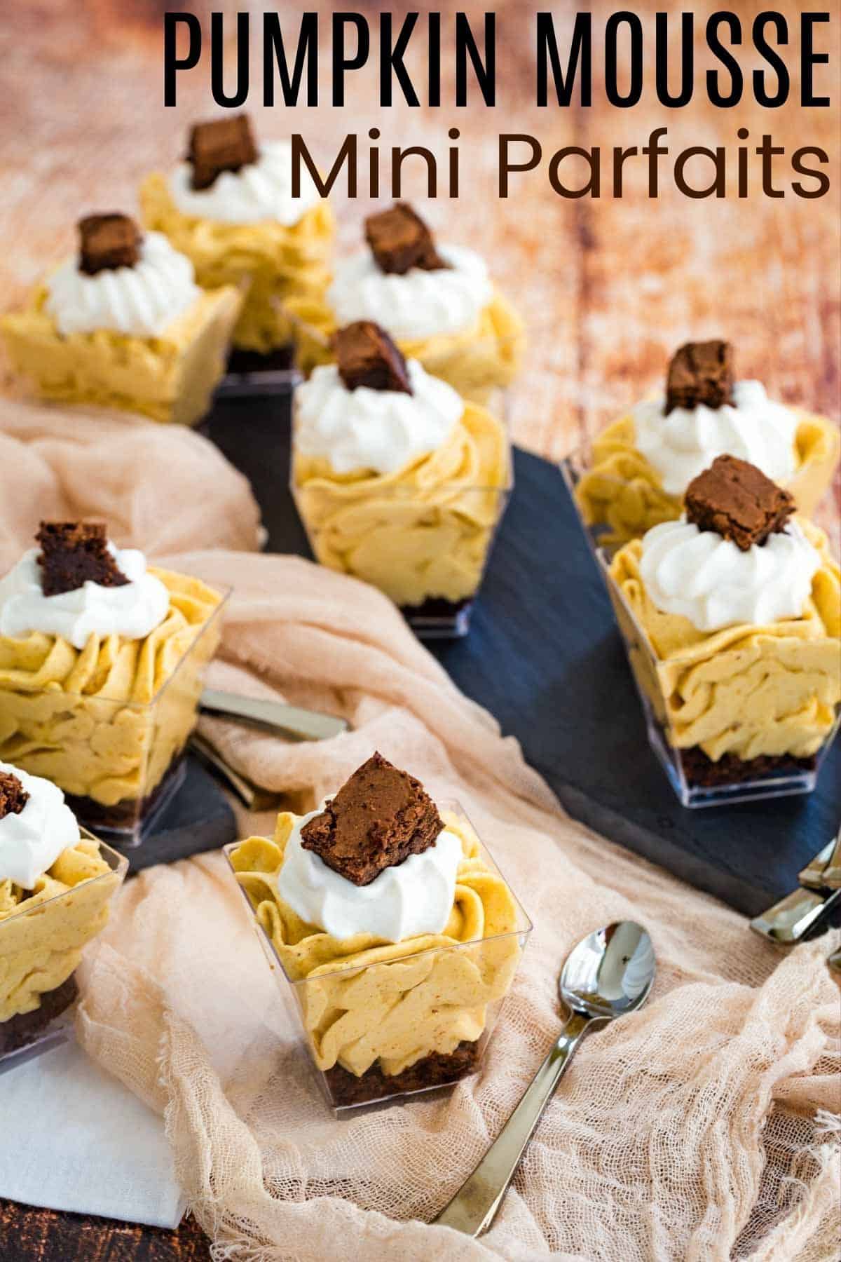 Mini Brownie Pumpkin Mousse Parfaits - gluten free option!