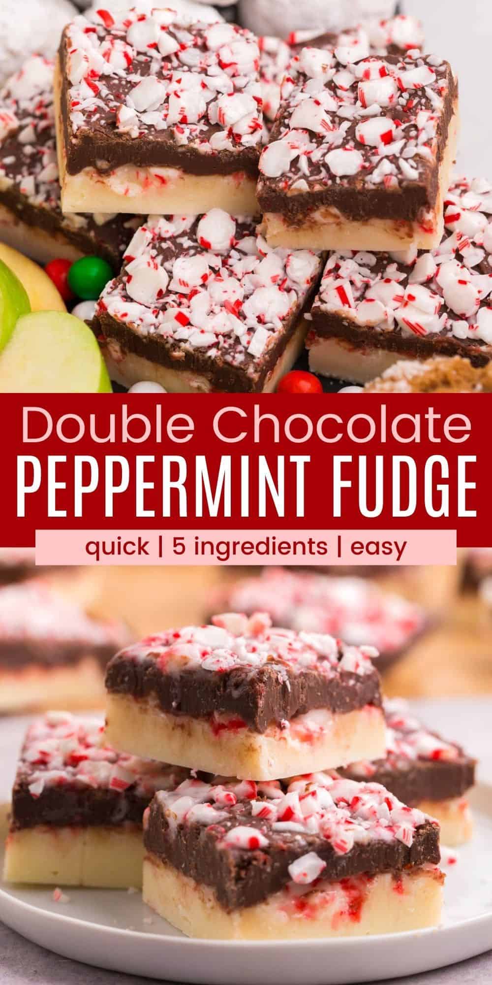 Easy Double Chocolate Peppermint Fudge - 5 Ingredients!