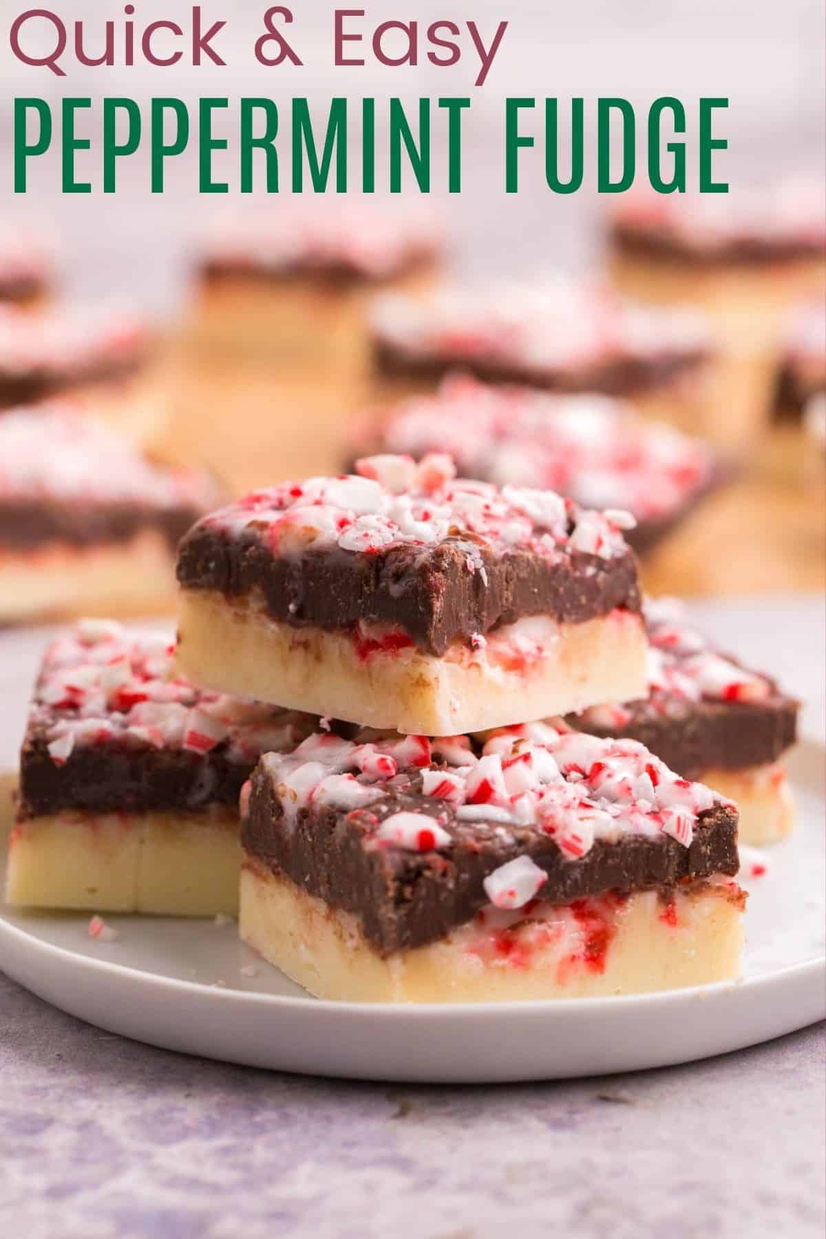 Easy Double Chocolate Peppermint Fudge - 5 Ingredients!